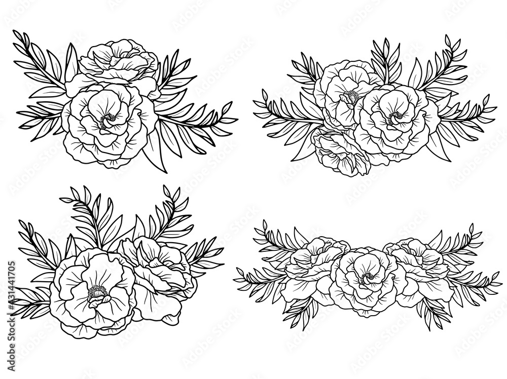 Flowers Line Art. You can use this beautiful file to print on greeting ...