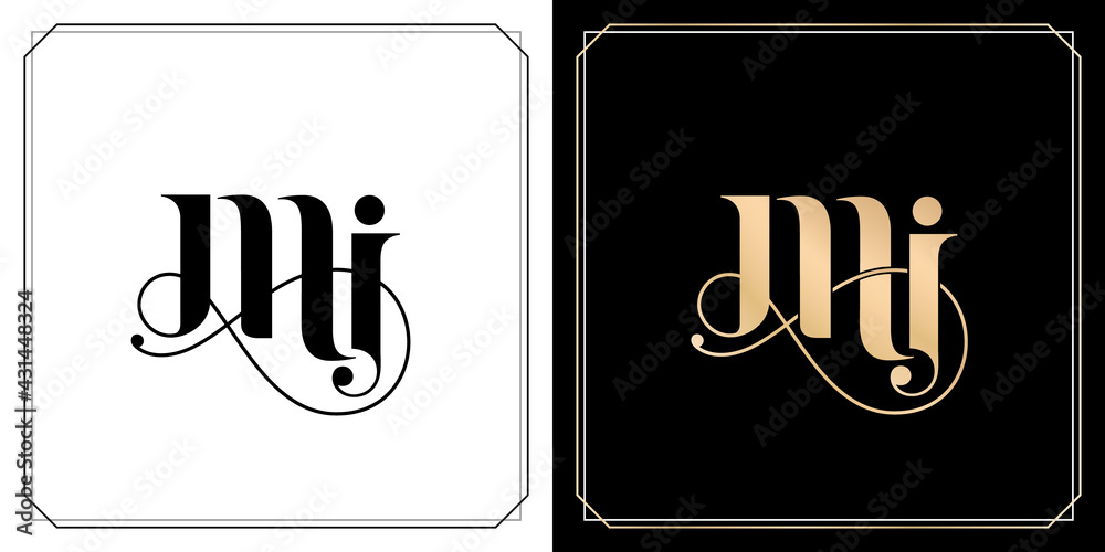 MI initial letter and graphic name, M and I Monogram for Wedding couple ...