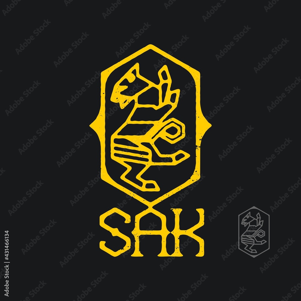 Logo for the ancient historical people 'SAK'. Elements: stylized ...