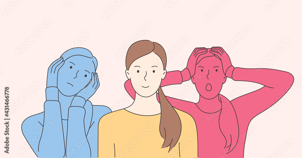 Emotional instability, mental health and mental disorder concept. Young ...