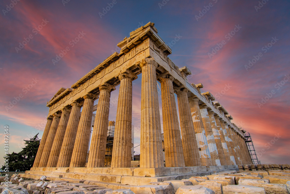 The Parthenon is Standing majestically on the highest point of the Acropolis hilltop, this ...