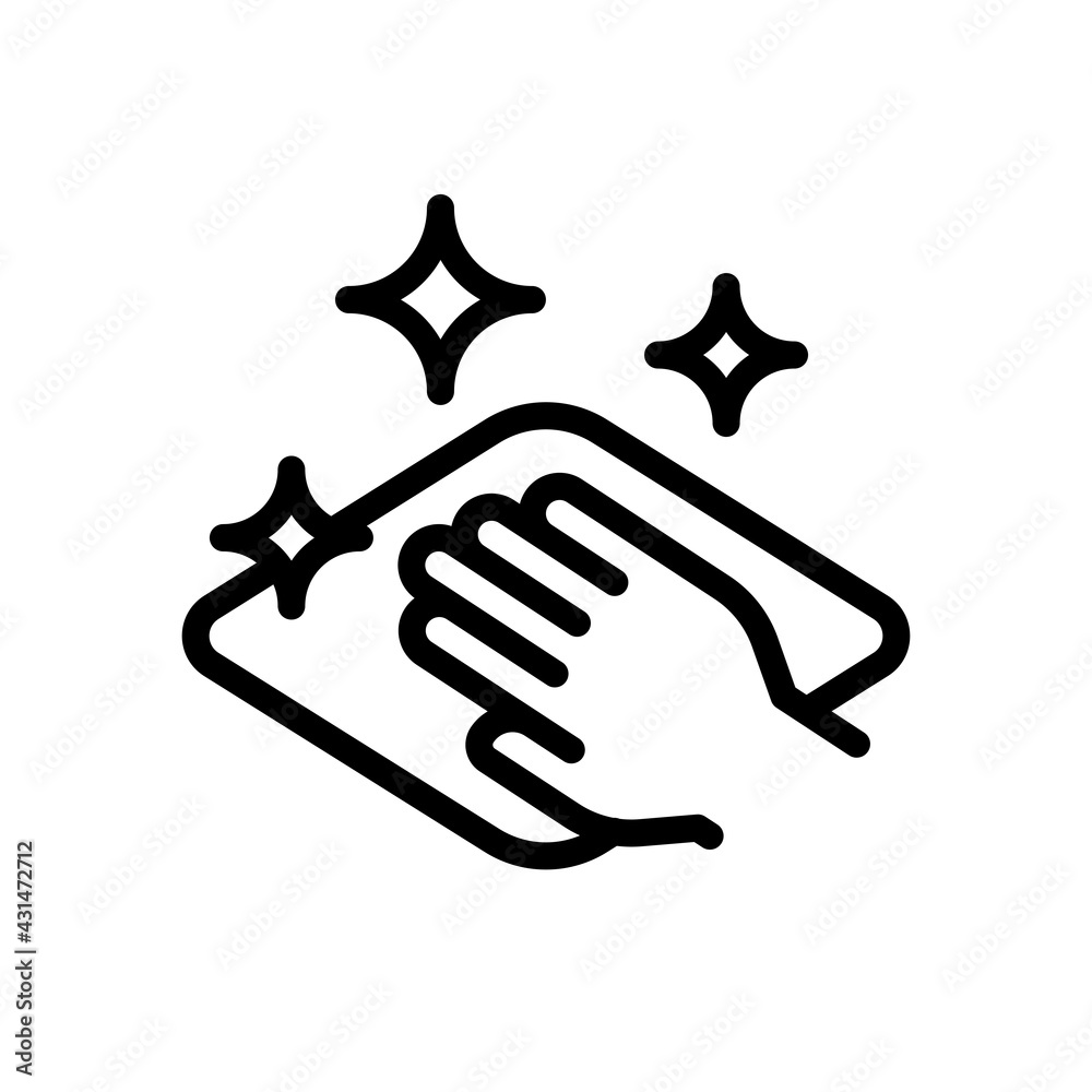 Clean surface, wipe to disinfect, simple icon. Black linear icon with editable stroke on white ...