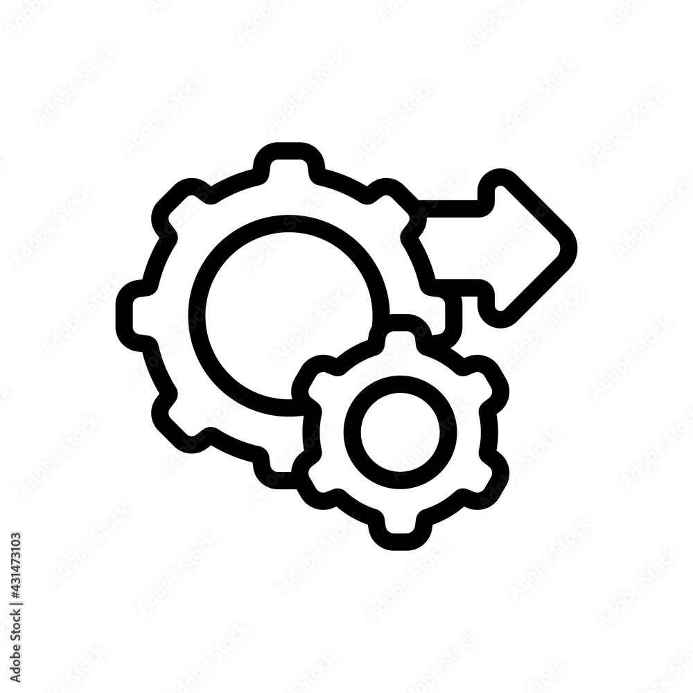 Workflow process, gear and arrows, automate business operation. Black ...