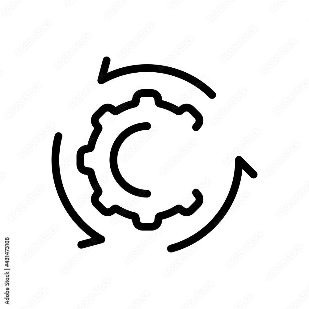 Workflow process, gear and arrows, automate business operation. Black ...