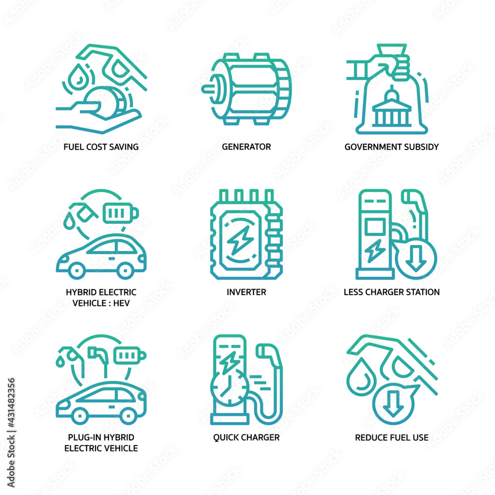 Electric Vehicle Icon Set Stock Vector | Adobe Stock