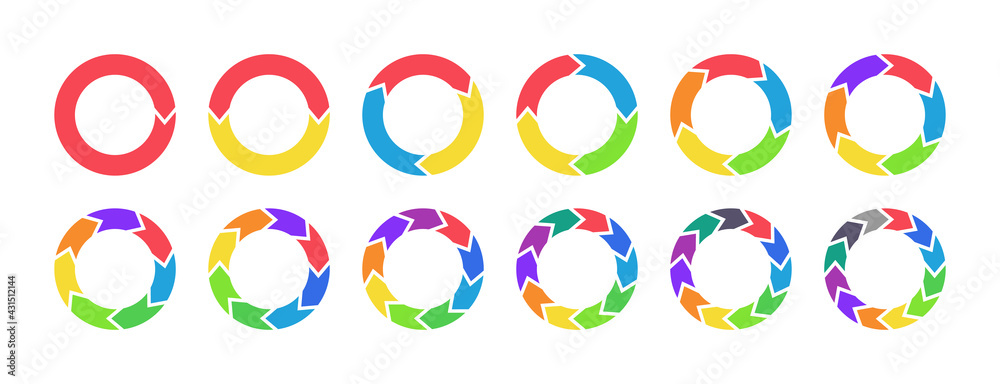 Arrow chart. Circle diagram with arrow. Color infographic piechart with ...