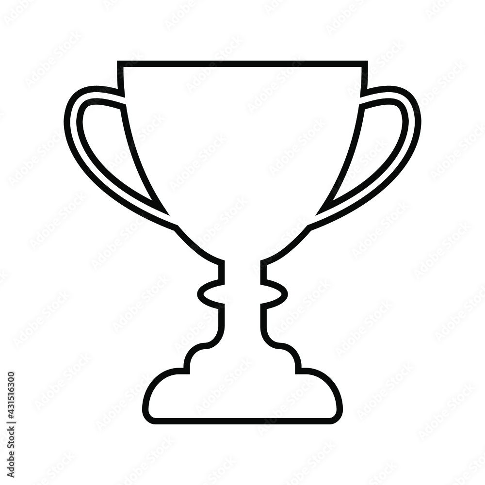 Trophy icon, winning cup with star isolated on white background. First ...