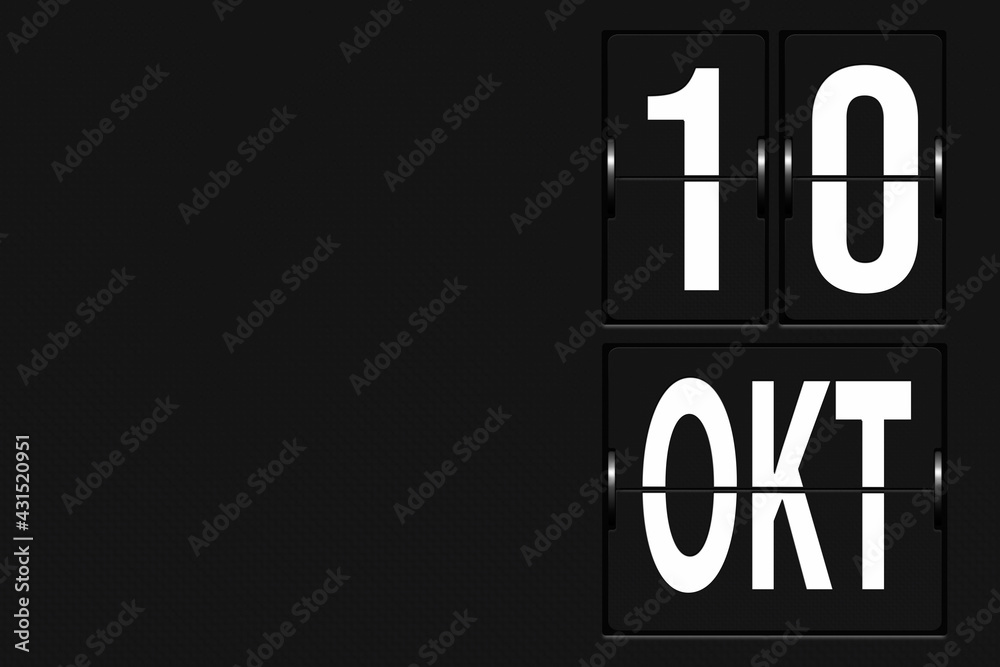 October 10th. Day 10 of month, Calendar date. Calendar in the form of a ...