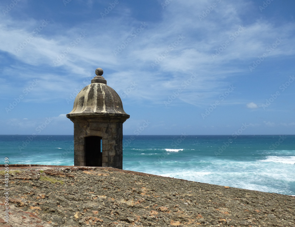 Sentry box in the Caribbean. San Cristobal castle, a fortress in San ...
