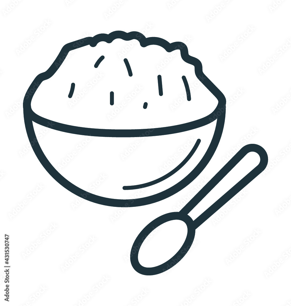 Rice Bowl Vector Icon Stock Vector | Adobe Stock