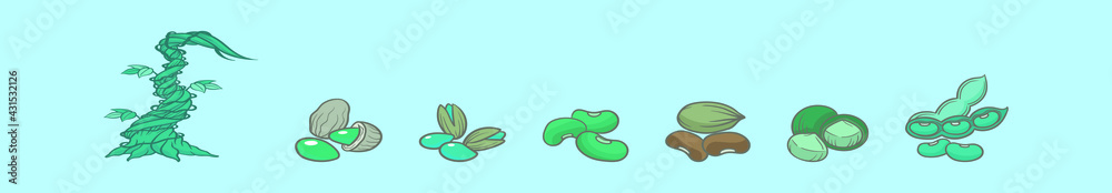 set of beanstalk cartoon icon design template with various models ...