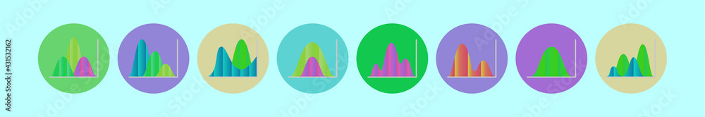 set of bell curve cartoon icon design template with various models ...