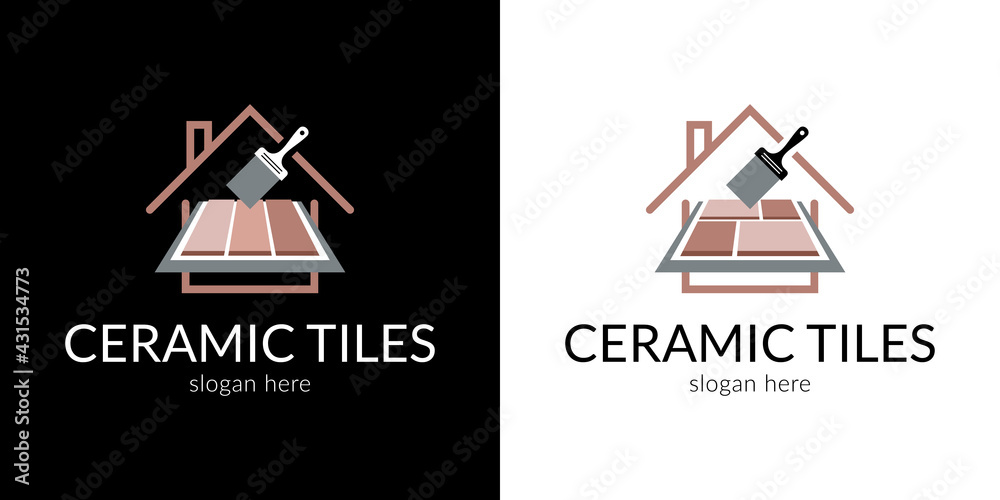 Stylish ceramic tiles logo in perspective Stock Vector | Adobe Stock