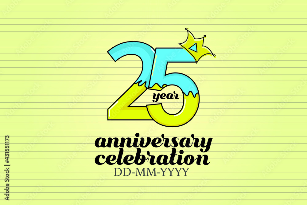 25 year anniversary cartoon, sweet style, candy look, for background ...