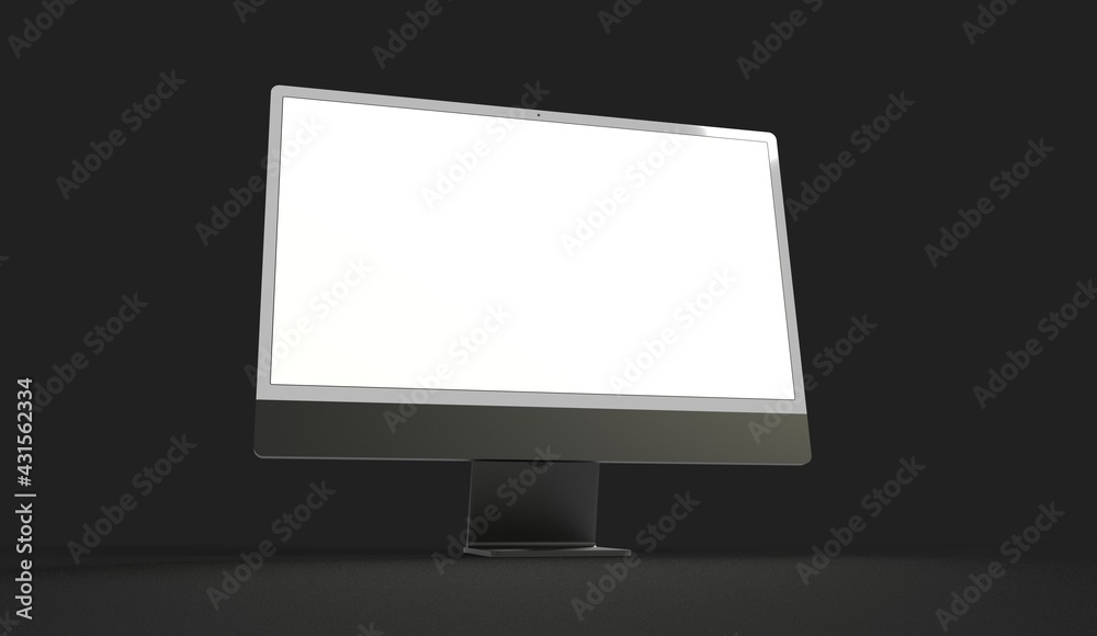 Realistic flat screen computer monitor 3de style mockup with blank ...