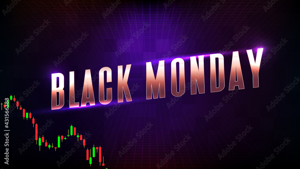 abstract futuristic technology background of black monday text stock ...