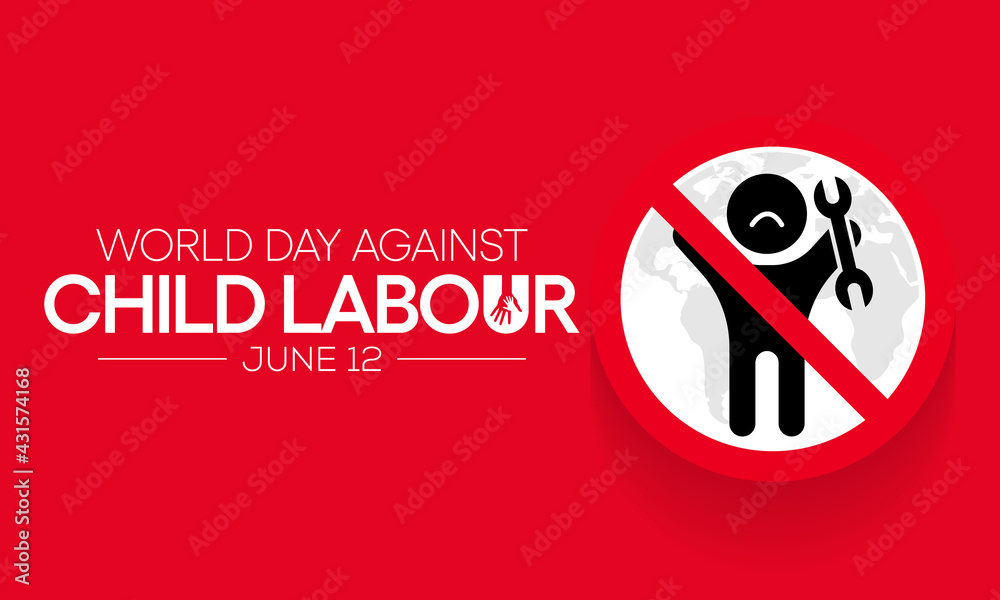 Vetor de World day against Child Labour (WDACL) is observed every year ...