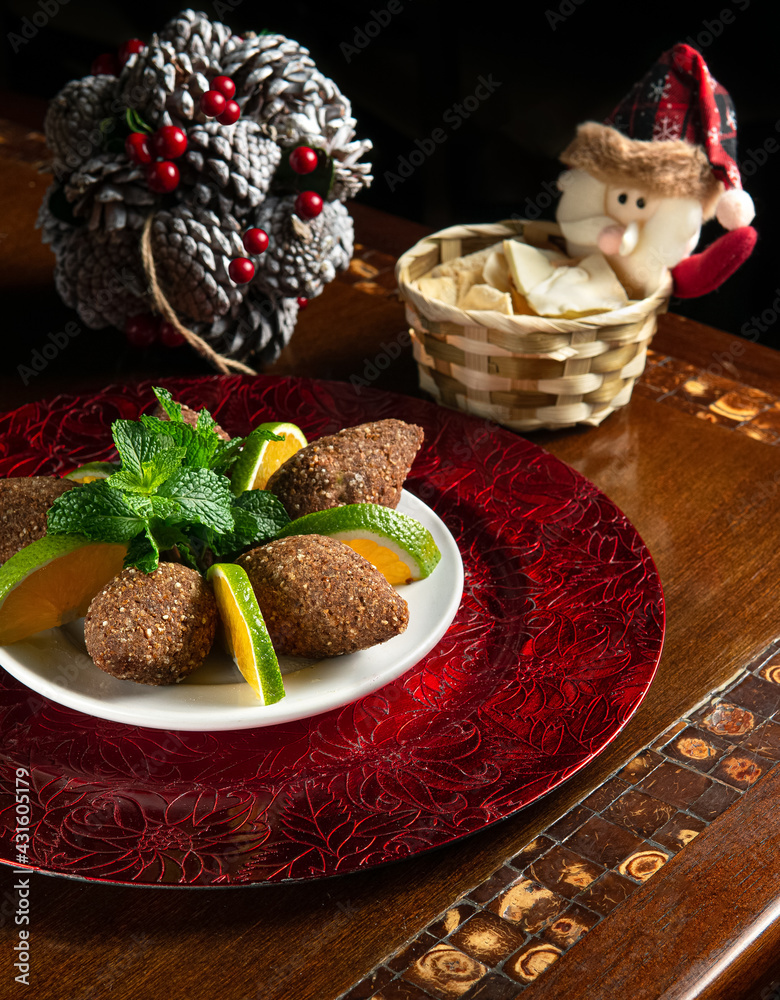 Traditional Middle Eastern food. Lebanese food. Arabian kibbeh ...