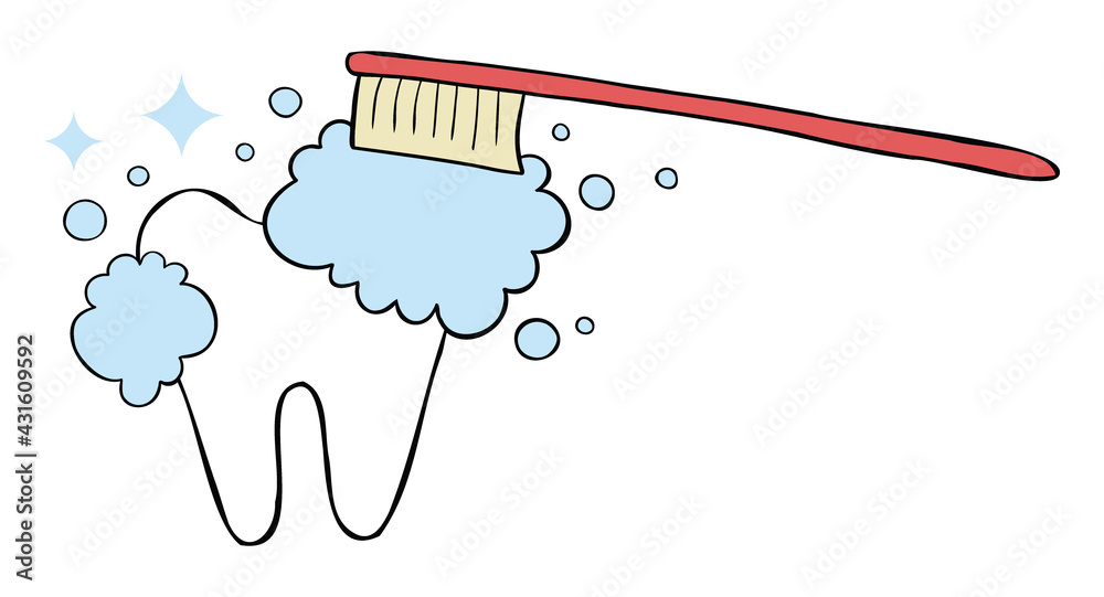 Cartoon vector illustration of brushing teeth. Stock Vector | Adobe Stock