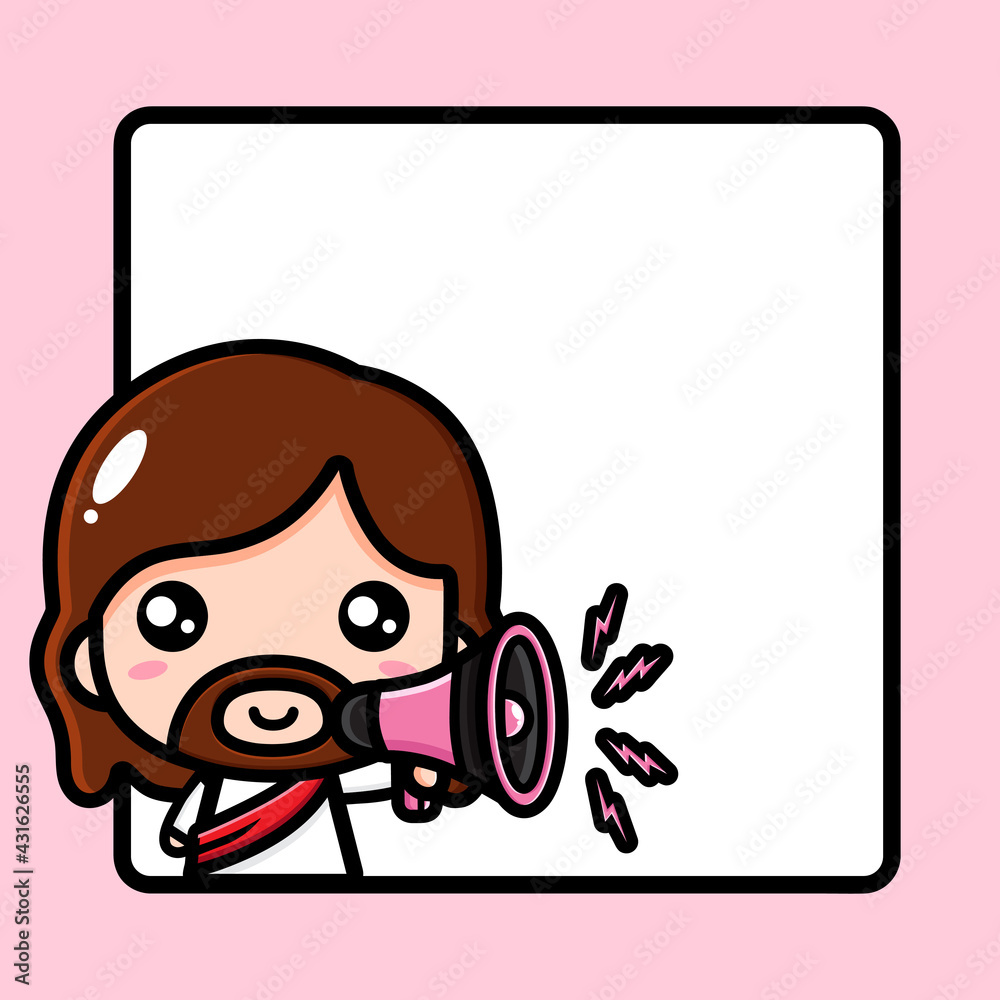 cute jesus cartoon vector design with megaphone holding Stock Vector ...