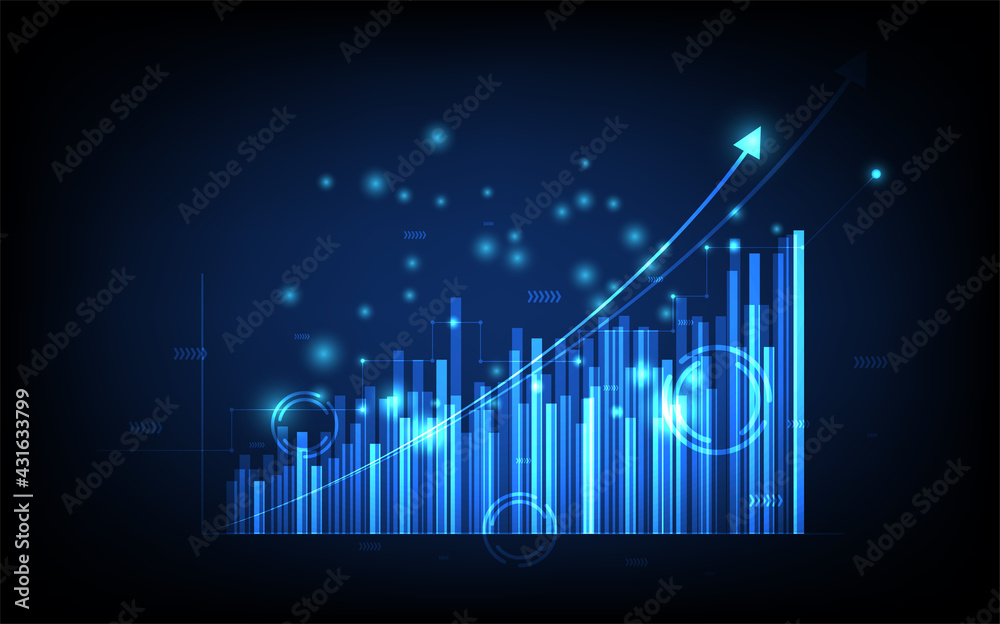 technology business background, graph financial with social network ...