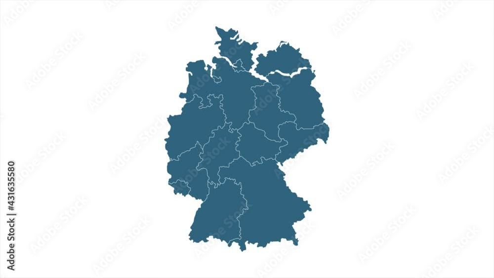 Germany Map Showing Up Intro With New Regions. 4k animated Germany map ...
