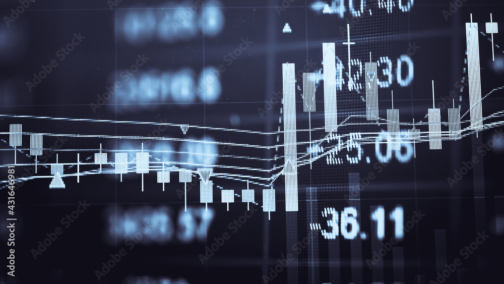 Charts of stock market instruments with various type of indicators and ...