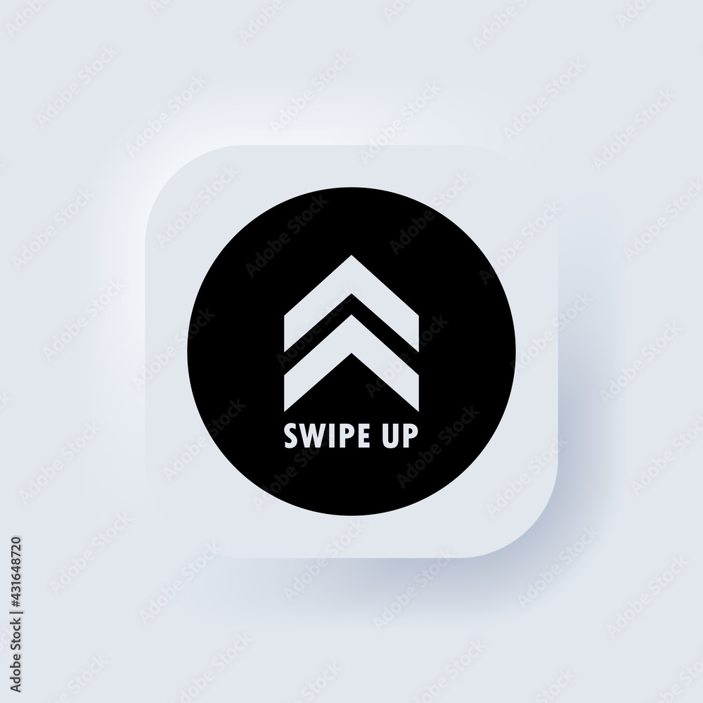 Swipe up icon. Social media button. Scroll pictogram. Arrow up logo ...