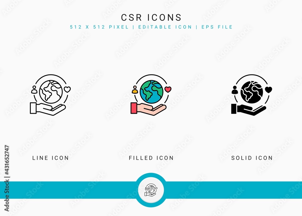 CSR icons set vector illustration with solid icon line style. Life give ...