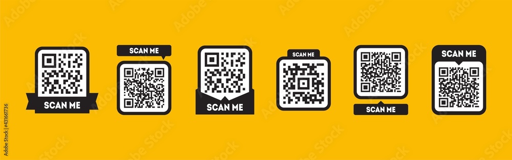 Scan me tag set with QR codes. Qrcode icon for mobile app isolated on ...