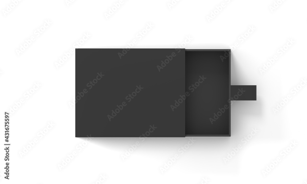 Realistic black package Cardboard Sliding open Box on white background ...