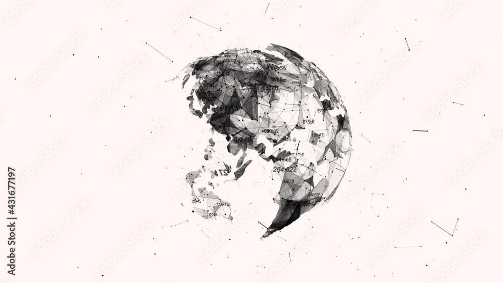 The global communication background. The earth rotating with node and ...