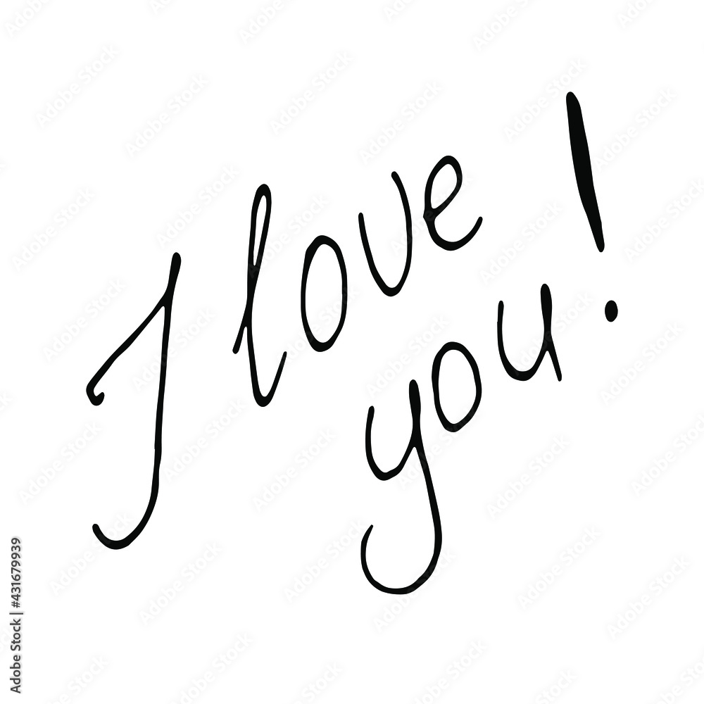 Doodle hand drawn words i love you.Hand drawn line art. Stock Vector ...