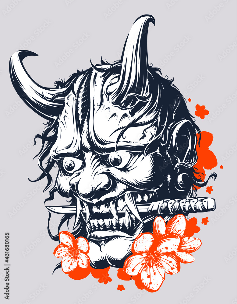 Vector illustration of Hannya Mask Stock Vector | Adobe Stock