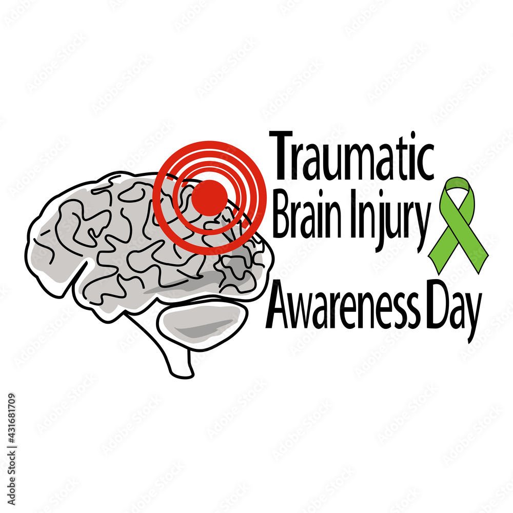 Traumatic Brain Injury Awareness Day, schematic representation of a ...
