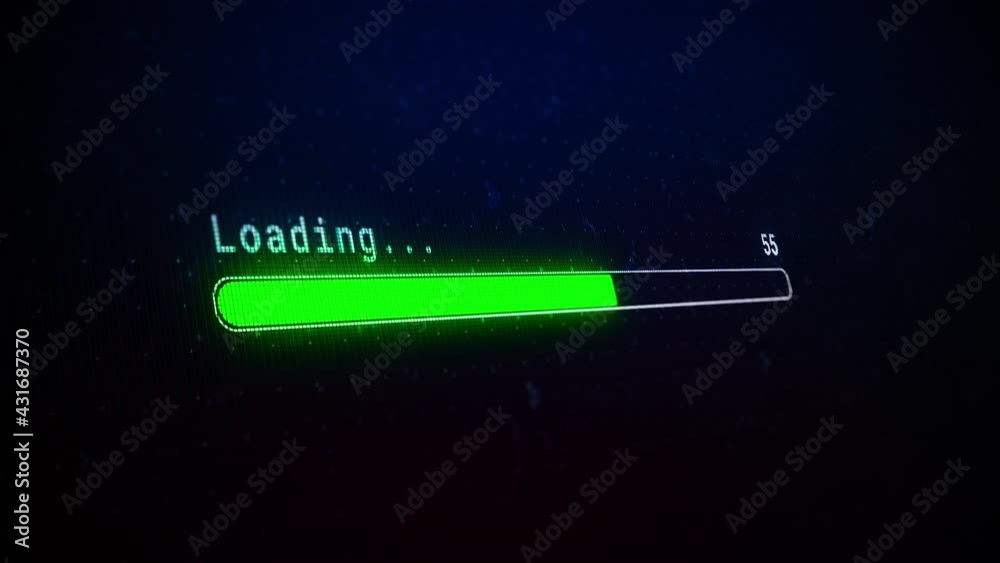 Green Loading progress bar downloading barloading screen pixelated progress animation. Status ...