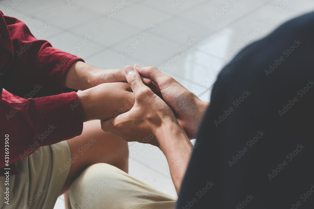Christian couple holding hands. Two people are praying together. pray ...