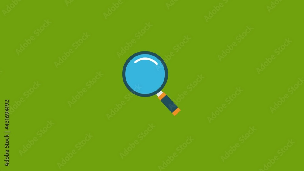 magnifying glass icon animation on the green screen background. 4K ...
