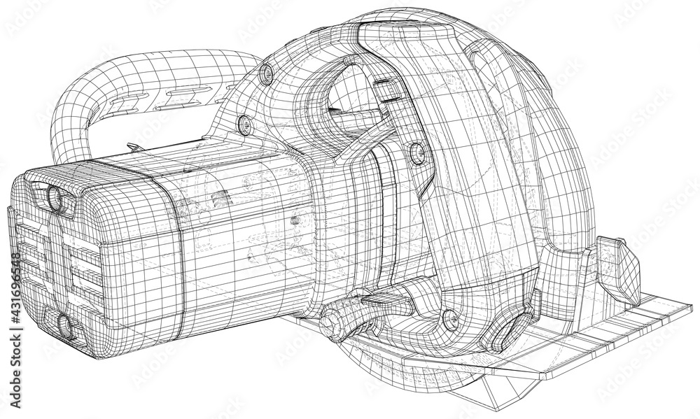 Outline drawing of Circle saw. Vector rendering of 3d. The layers of ...