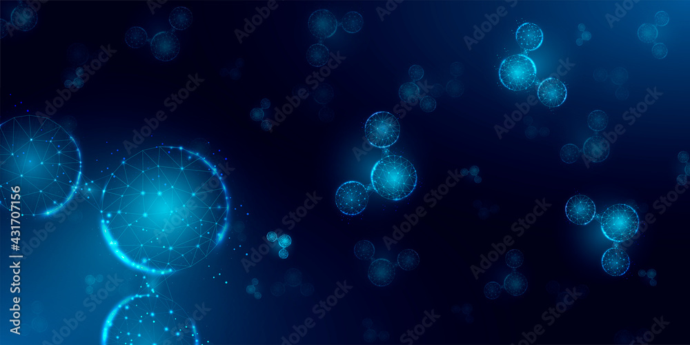 Water molecule abstract background. Wireframe low poly style. Science ...