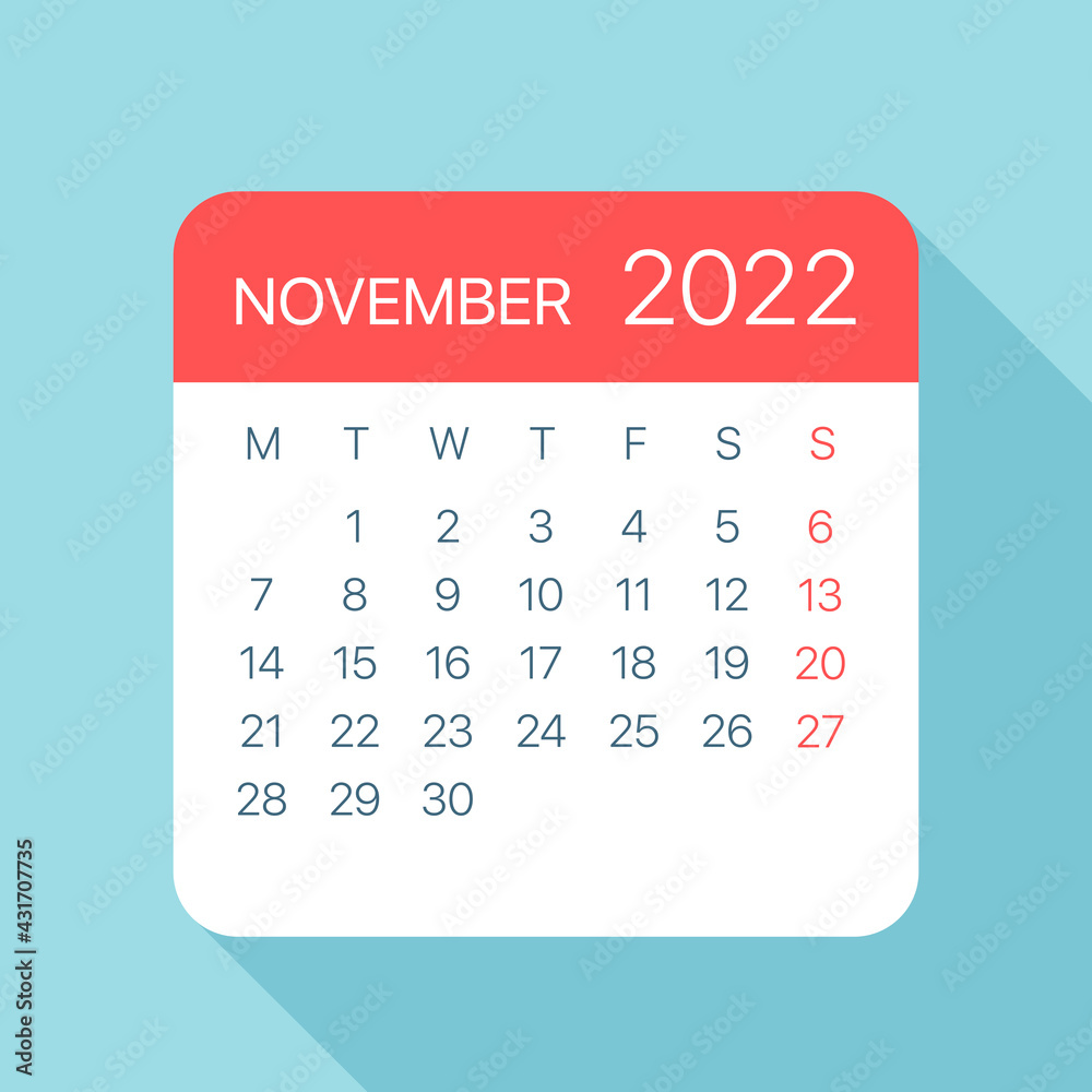 November 2022 Calendar Leaf - Vector Illustration Stock Vector | Adobe ...
