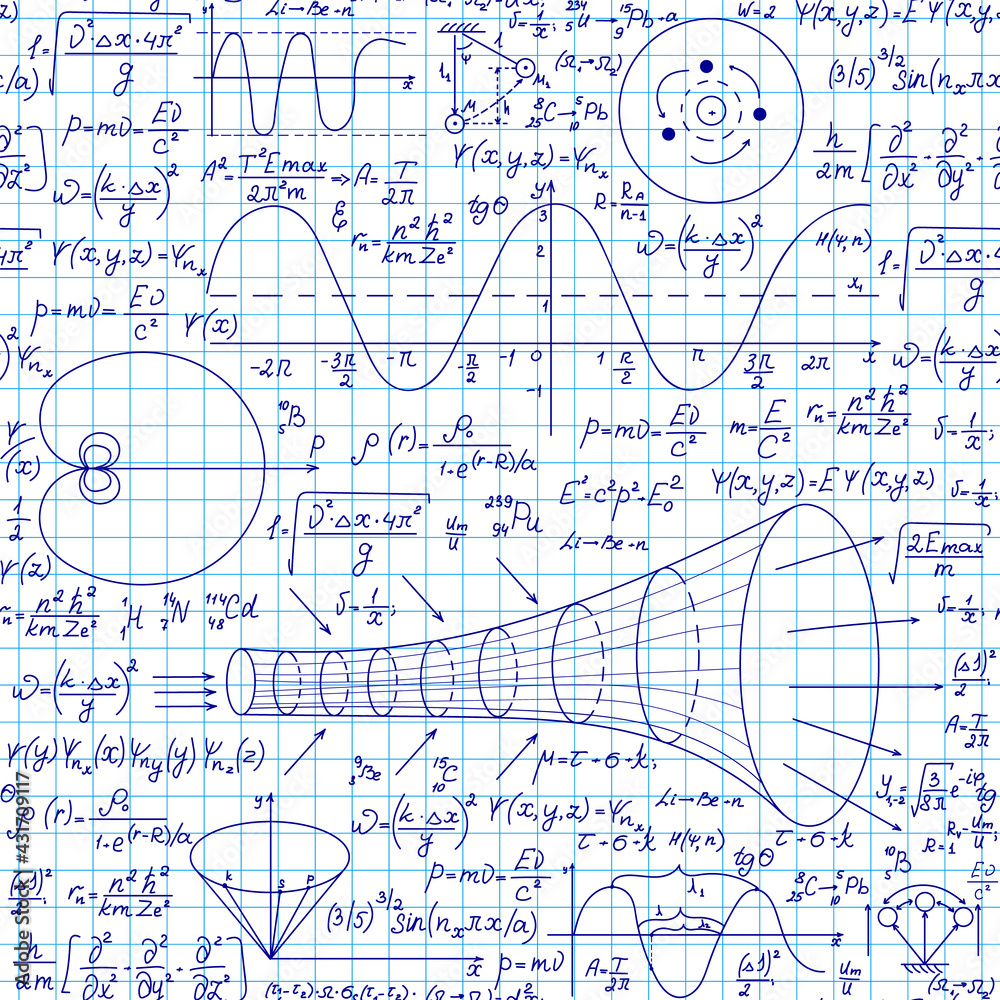 Educational "back to school" vector seamless pattern with handwritten ...