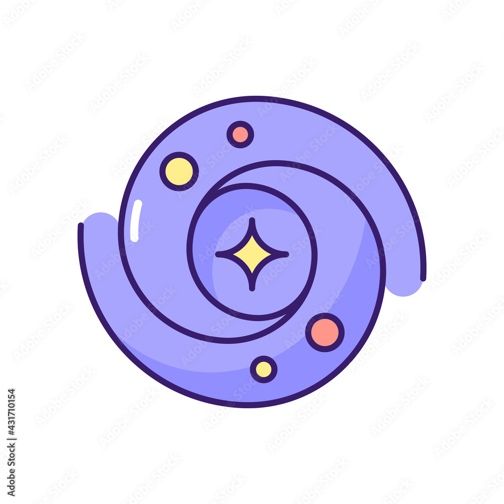 Galaxy RGB color icon. Gravitationally bound system of stars and ...