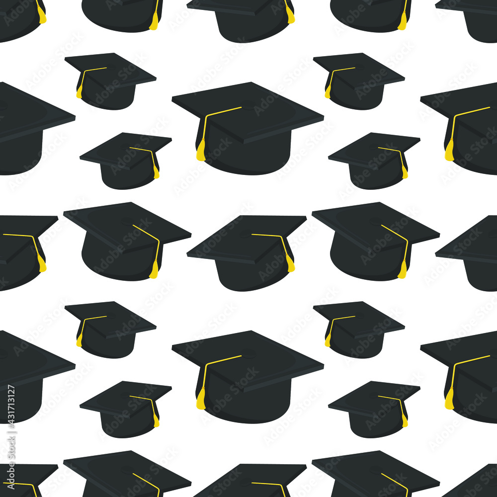 Graduation Icon Emoji Pattern. Education Seamless Background Symbols ...