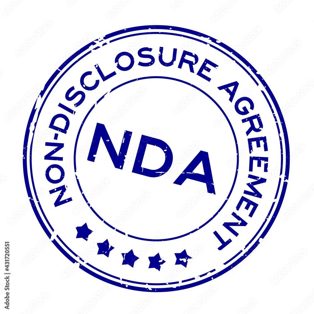 Grunge blue NDA Non-disclosure agreement word round rubber seal stamp ...