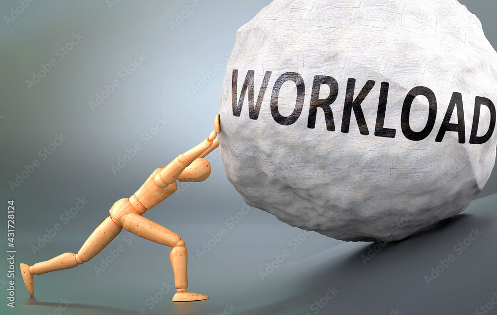Workload and painful human condition, pictured as a wooden human figure ...