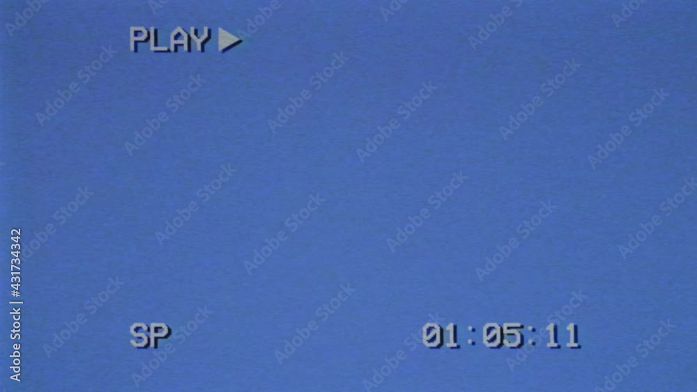 Vidéo Stock Old blue screen with PLAY text and timecode. VHS effect ...