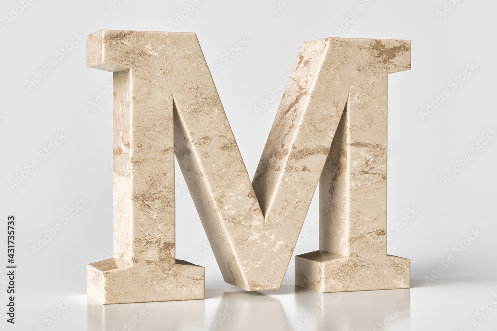 Cool and flawless 3D alphabet letter M made of serene beige marble ...