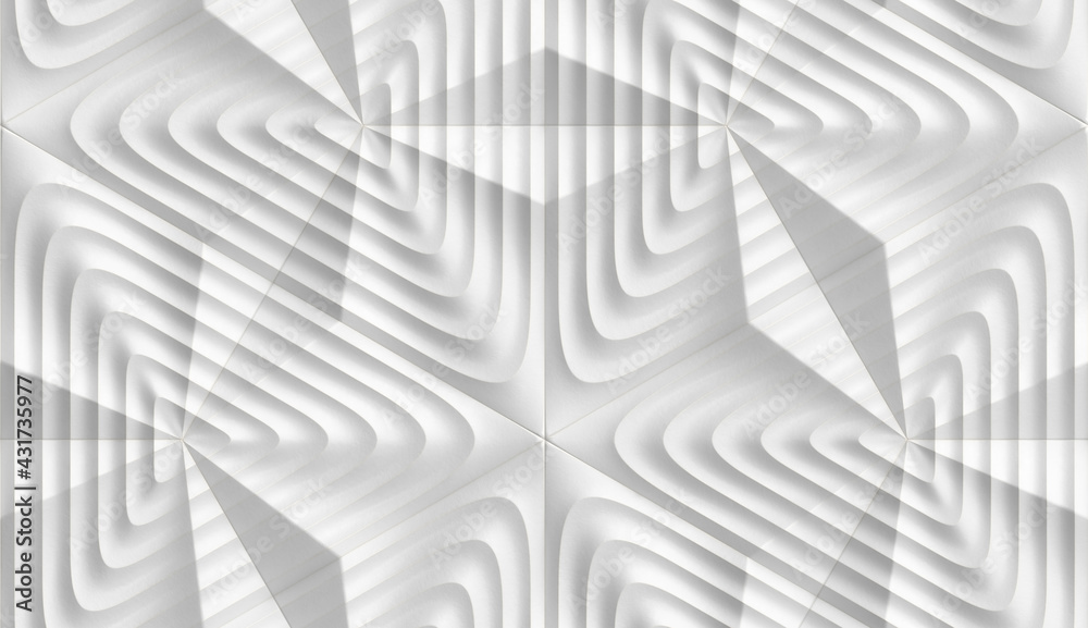 3D white Wallpaper in the form of geometric wavy tiles. High quality ...