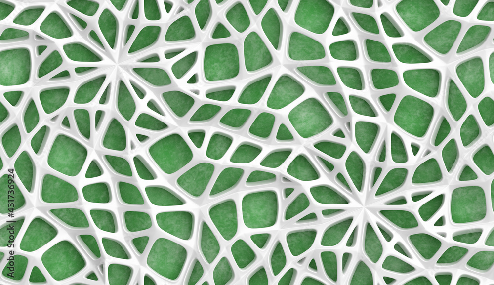 Seamless 3D Wallpaper in the form of a stylized white grid on a green ...